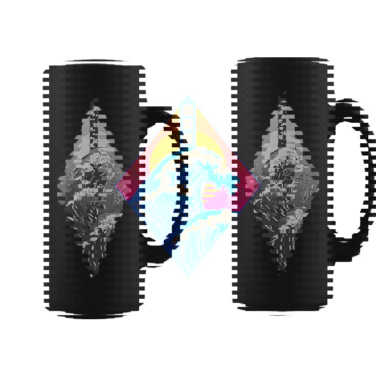 Japanese Ocean Wave Kawaii Vaporwave Style Graphic Coffee Mug - Monsterry