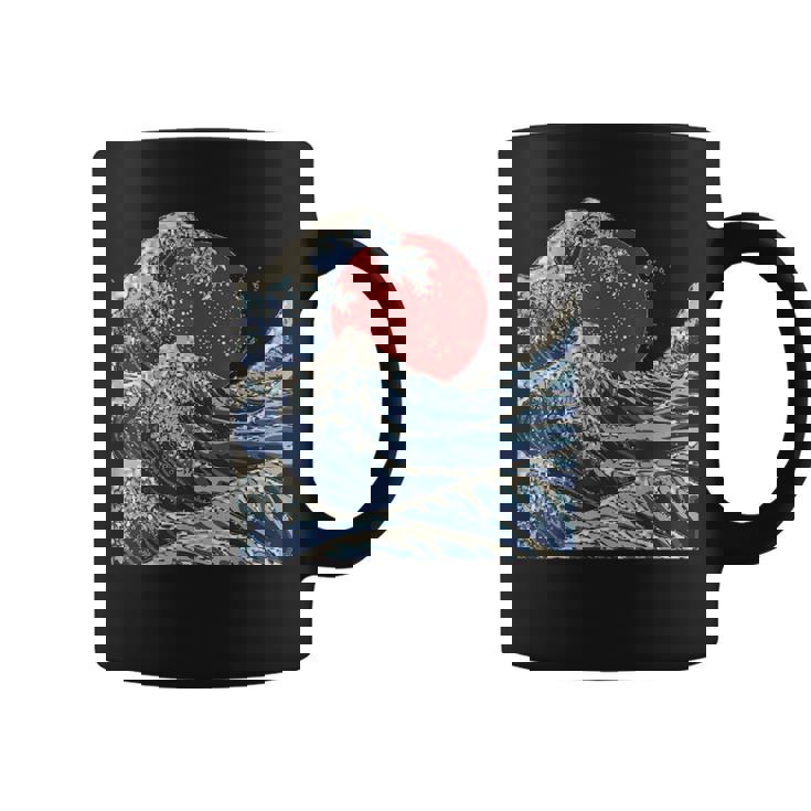 Japanese Ocean Wave Sunrise Vintage Coffee Mug - Monsterry