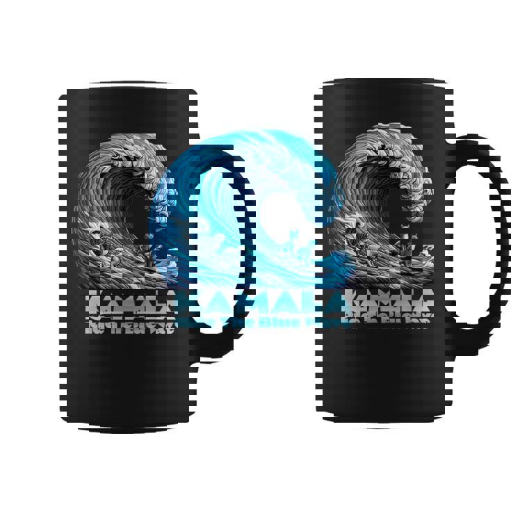 Kamala Harris For President Blue Wave Surfing Cats 2024 Coffee Mug ...