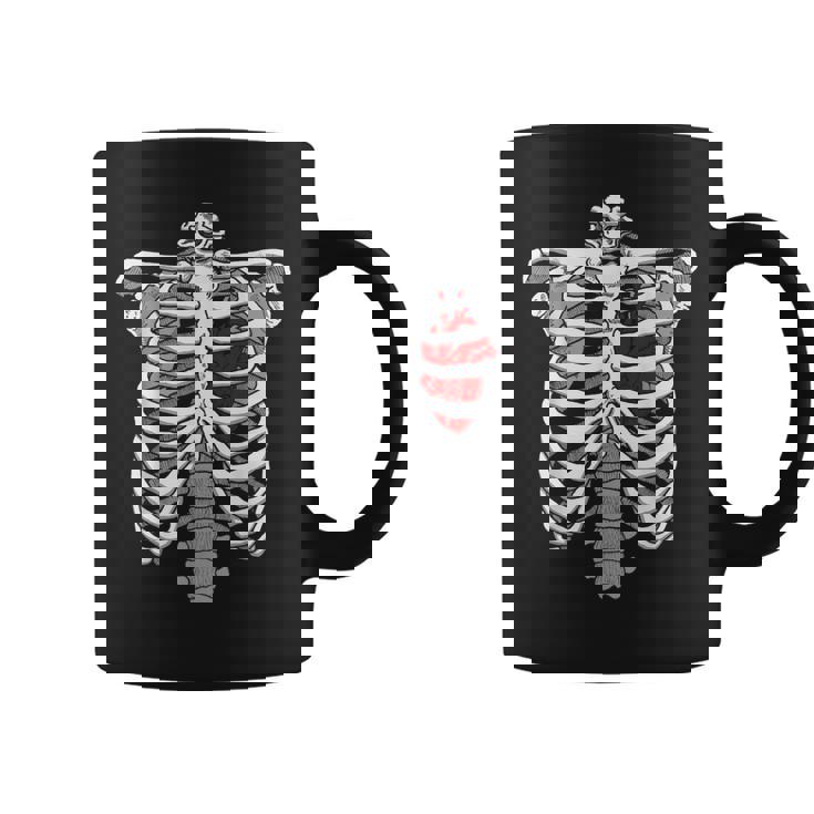 Skeleton Rib Cage Heart Xray Halloween Easy Costume Coffee Mug - Monsterry
