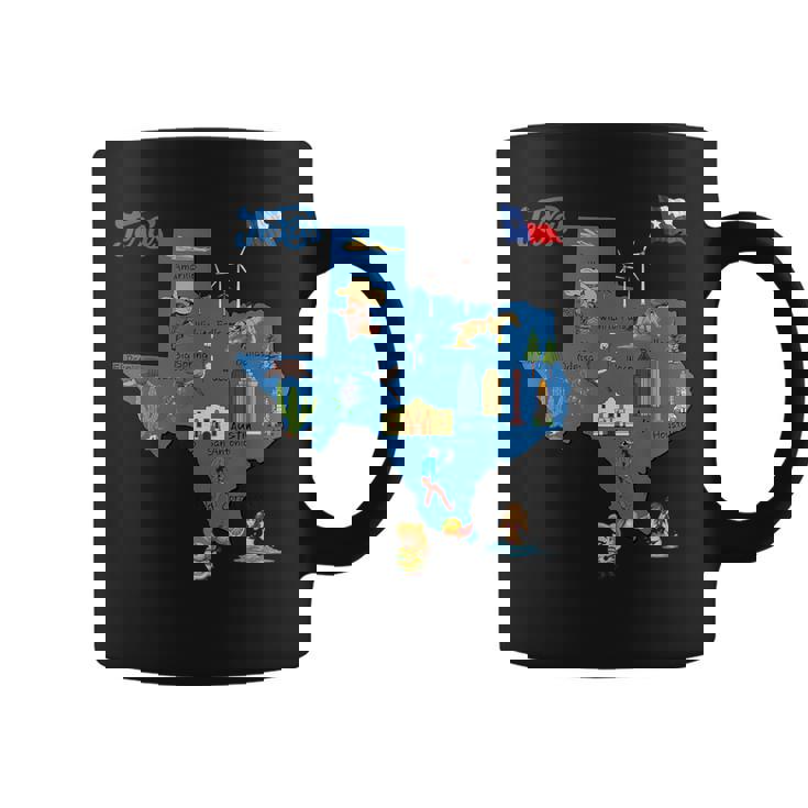 Tourism Map Of Texas State USA Cities Landmarks Flag Graphic Print ...