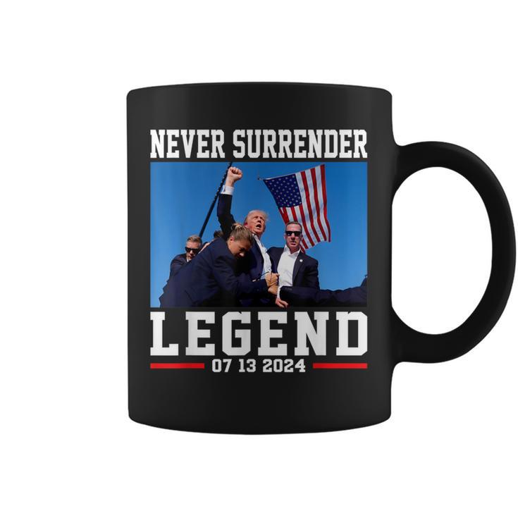 Trump Fight Never Surrender Legend Trump 2024 Shot Coffee Mug | Mazezy
