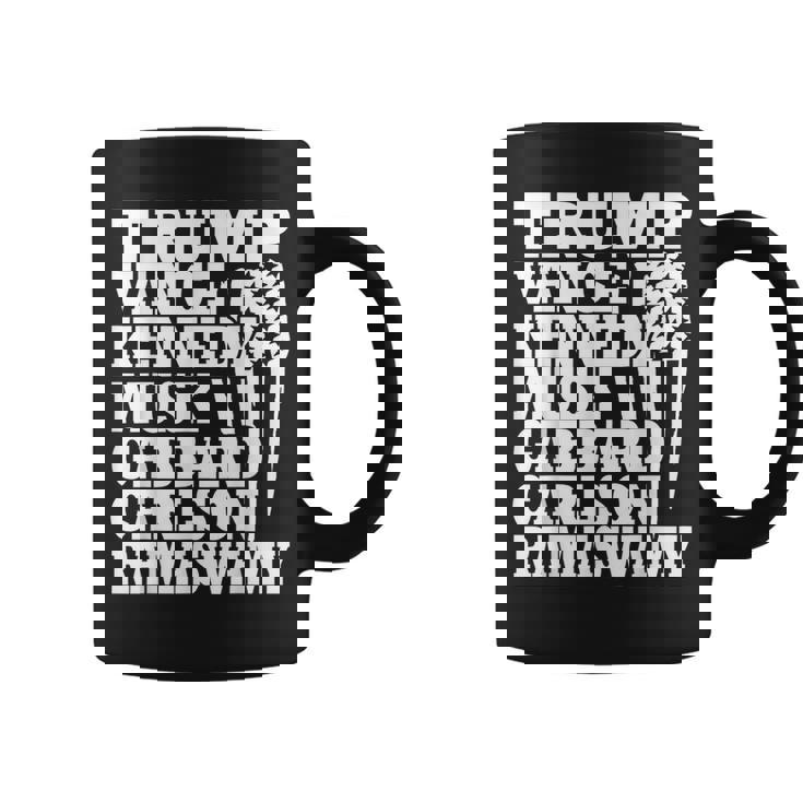 Trump Vance Kennedy Musk Gabbard Carlson Ramaswamy Coffee Mug ...