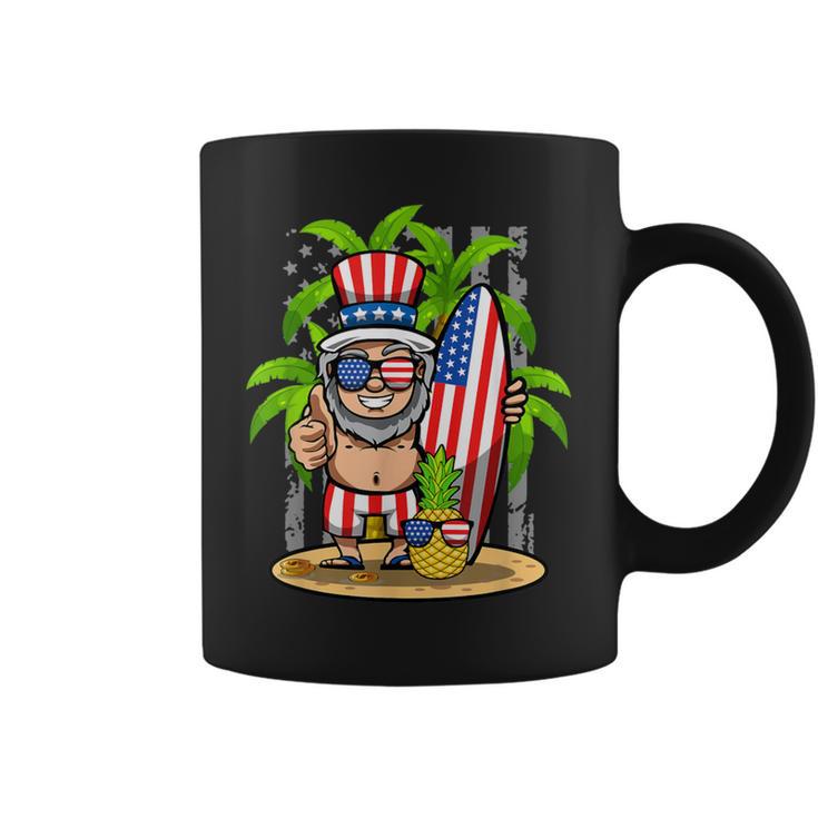 Uncle Sam Surfing America 4Th Of July Pineapple Beach Vibe Coffee Mug ...