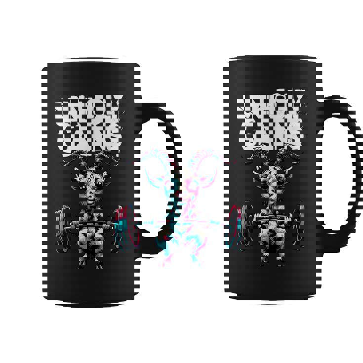 Unholy Gains Satanic Workout Devil Worship Goat Baphomet Gym Coffee Mug ...