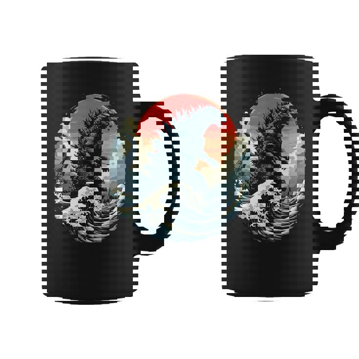 Vintage Japanese Kaiju Monster The Great Wave Off Kanagawa Coffee Mug ...