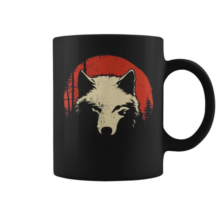 Wolf Graphic Red Moon Wildlife Animal Wolf Japanese Coffee Mug ...