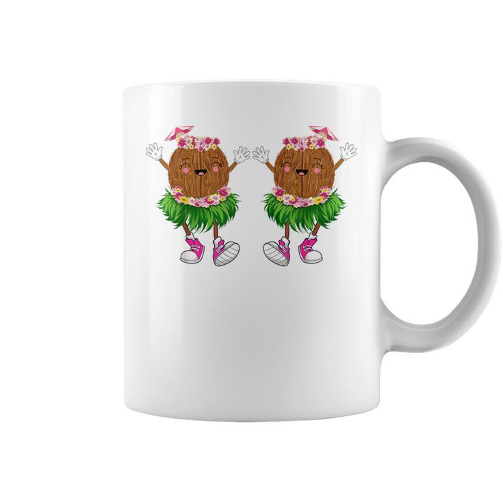 Coconut Bra Hawaiian Tropical Beach Vibes Summer Girls Coffee Mug | Mazezy