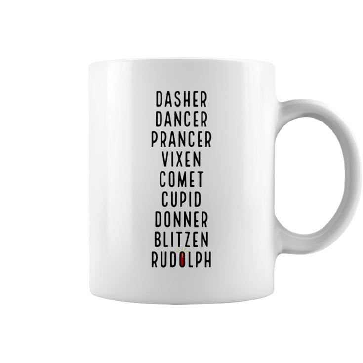 Santa's Reindeers Names- Dasher Dancer Rudolph d Red Nose Graphic Print ...