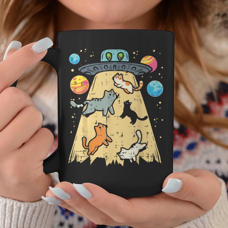Alien Abduction Cats Ufo Flying Saucer Space Girls Kid Coffee Mug ...