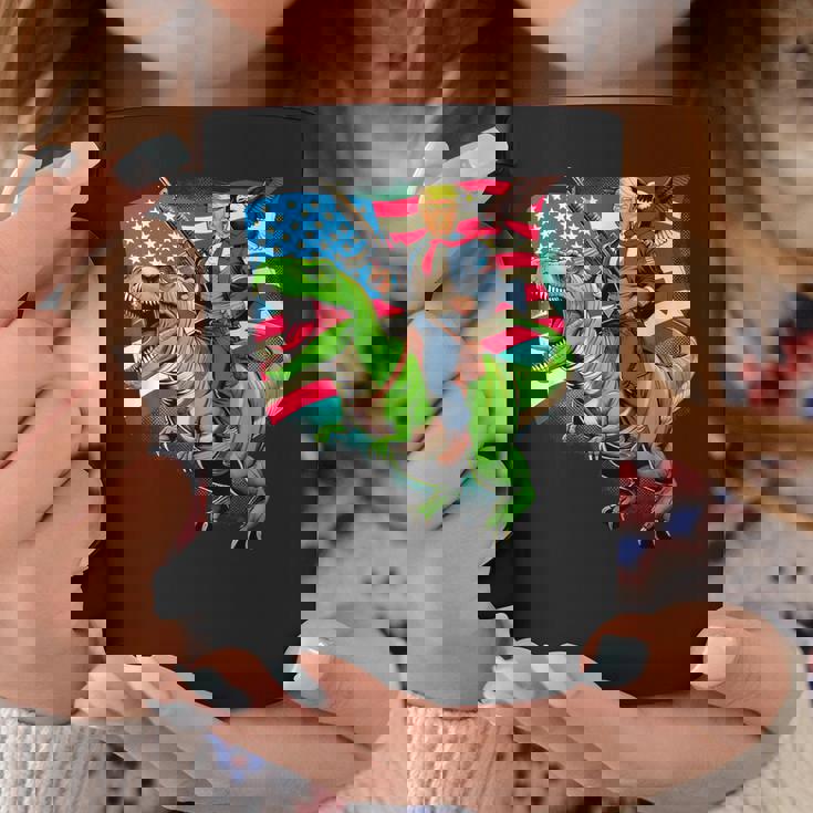 Bald Eagle Us Flag Trump Riding A T-Rex Coffee Mug - Thegiftio UK