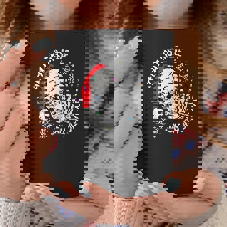 Dead Inside But Jolly Af Skeleton Lights Christmas Coffee Mug - Monsterry