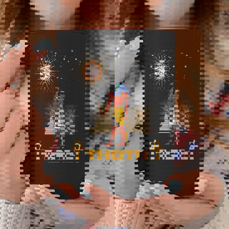 Egyptian God Thoth Ancient Egyptian Pyramids Ankh Symbol Coffee Mug - Monsterry AU