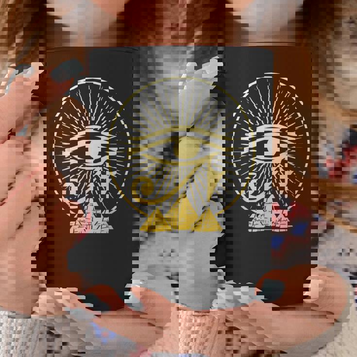 Egyptian Horus Eye Egypt Pyramids Mythological Coffee Mug - Monsterry