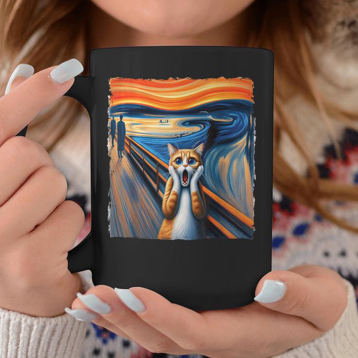 El Gato Grito Parodia Divertido Gatito Arte Pintura Gato Taza de café ...