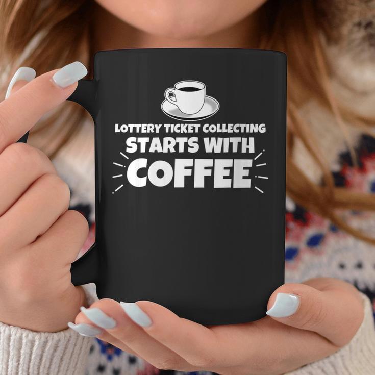 Lottery Ticket Collecting Starts With Coffee Coffee Mug - Monsterry