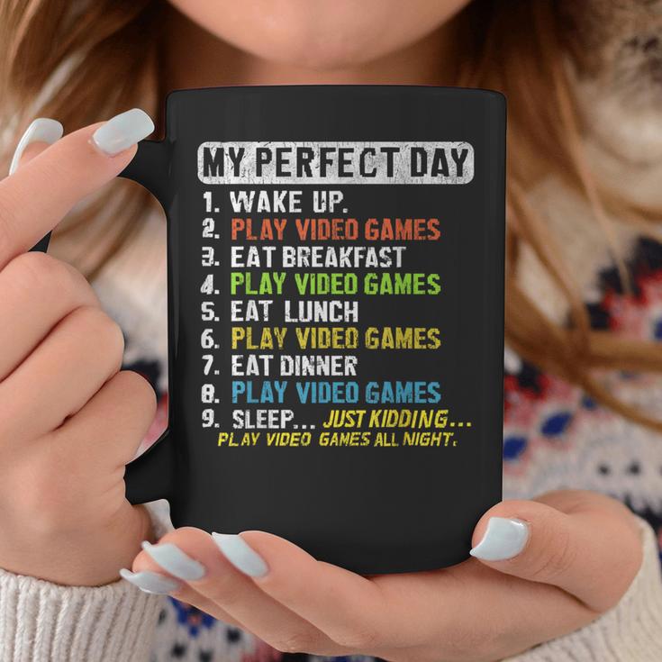 My Perfect Day Play Video Games Gamer Boys Retro Gaming Coffee Mug | Mazezy