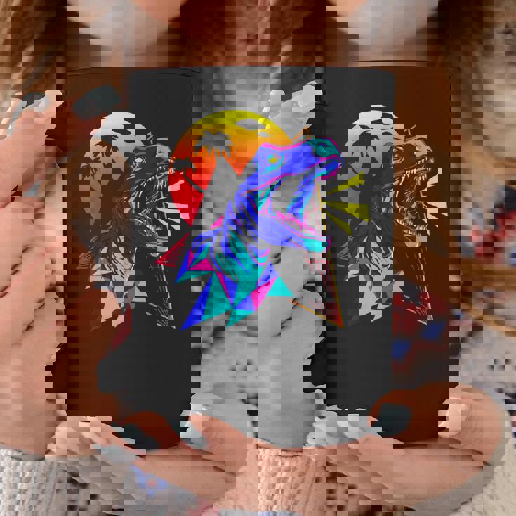 Retro 80S T-Rex Dinosaurio Ufo Naves Espaciales Retrowave Taza de café ...