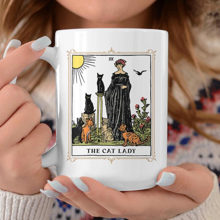 The Cat Lady Tarot Card Vintage Gothic Cat Cat Mom Coffee Mug - Monsterry