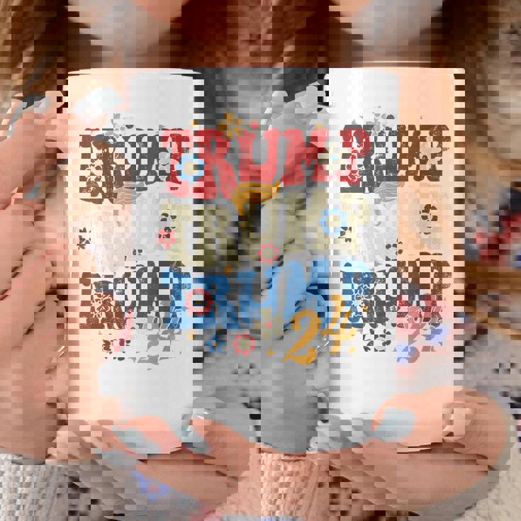 Vintage Groovy Flower Trump Trump Trump 2024 Coffee Mug - Monsterry