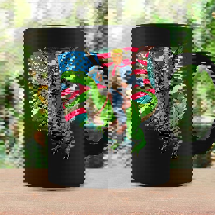 Bald Eagle Us Flag Trump Riding A T-Rex Coffee Mug - Thegiftio UK