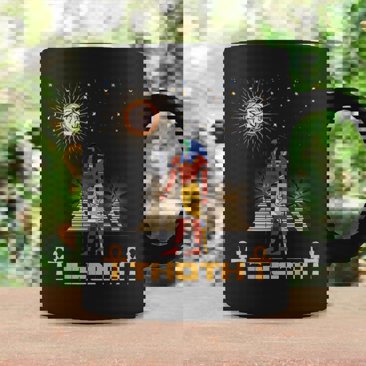 Egyptian God Thoth Ancient Egyptian Pyramids Ankh Symbol Coffee Mug - Monsterry AU