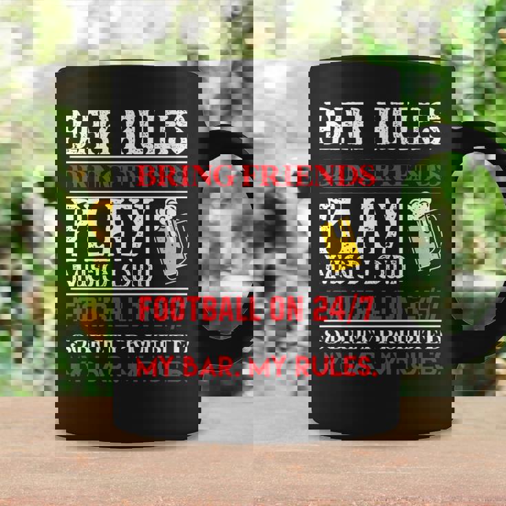 Bar Rules Friends Music Football Sobriety My Bar Coffee Mug - Monsterry
