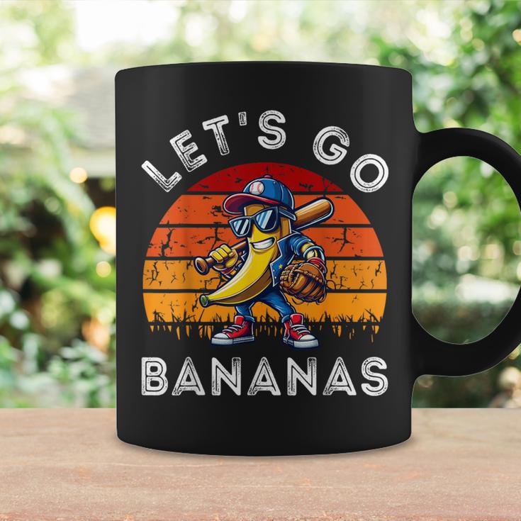 Lets Go Bananas Banana Playing Baseball Baseball Player Fun Coffee Mug ...
