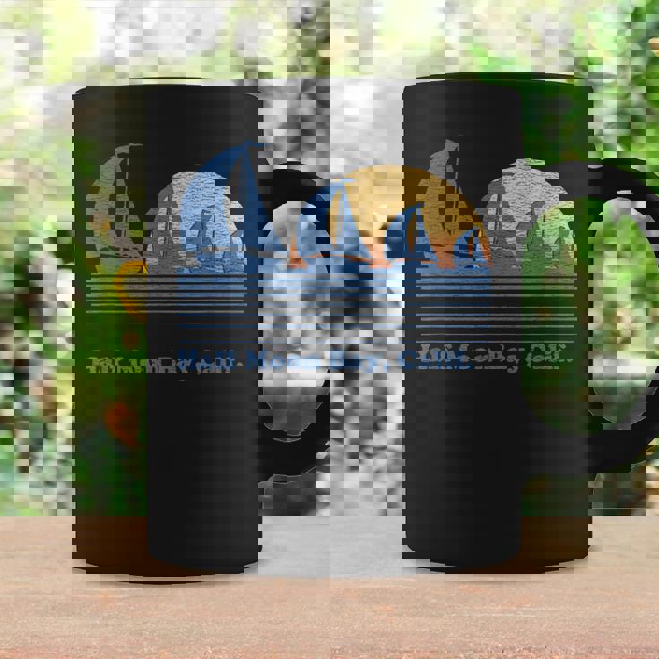 Half Moon Bay Ca Sailboat Vintage 80S Sunset Coffee Mug - Monsterry