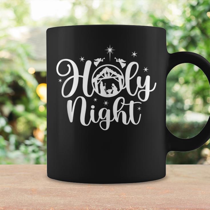 Holy Night Word Manger Religious Christmas Nativity Coffee Mug - Monsterry