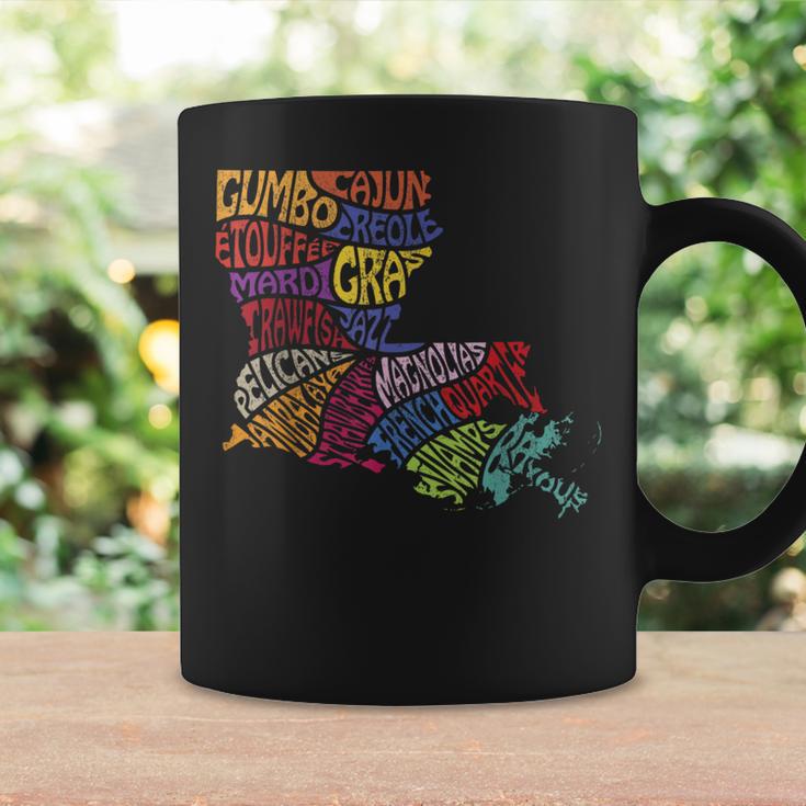Louisiana State Map Mardi Gras Creole Cajun Culture Coffee Mug - Seseable