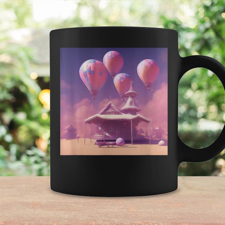 Magical Fantasy Hot Air Balloon Bubblegum Light Pink House Coffee Mug ...