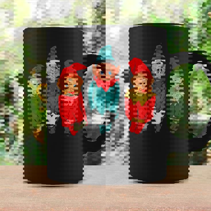 Vintage Knee Hugger Elf Elves Pixie Christmas Shelf Graphic Print ...