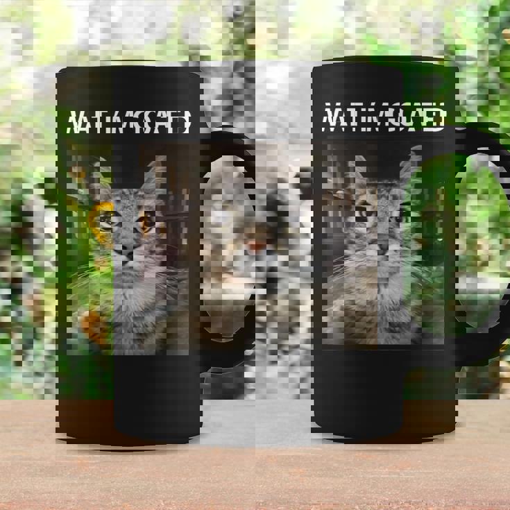 Wait I'm Goated Silly Cat Meme Coffee Mug - Thegiftio UK