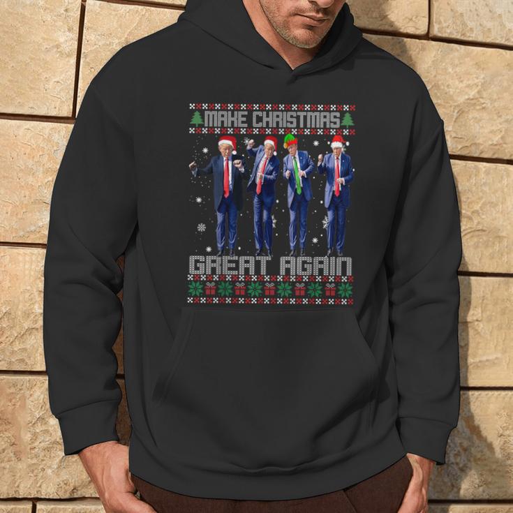 Make Christmas Great Again Ugly Sweaters Trump Dance Santa Hoodie ...