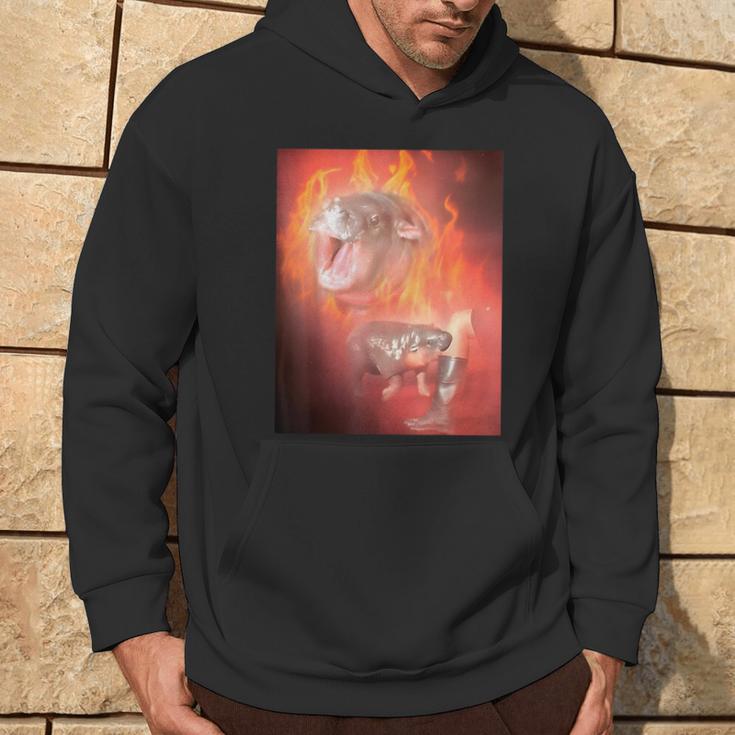 Moo Deng Bouncy Pig In Thai Fire Picture The Cute Baby Hippo Hoodie ...