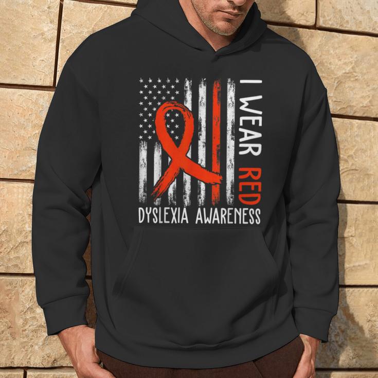 I Wear Red Dyslexia Awareness Month Dyslexia Flag Hoodie - Seseable
