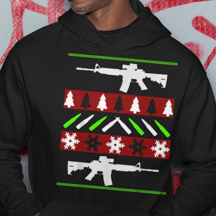 Ar-15 Rifle Machine Gun Ugly Christmas Sweater Hoodie - Thegiftio UK