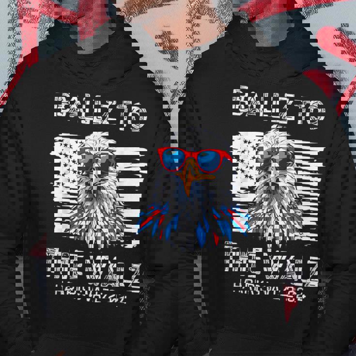 Balls To The Walz Eagle American Flag Kamala Harris Liberal Hoodie ...