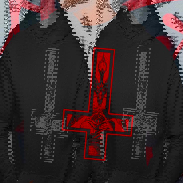 Baphomet Inverted Cross Occult Satanism Hail Satan Hoodie - Monsterry