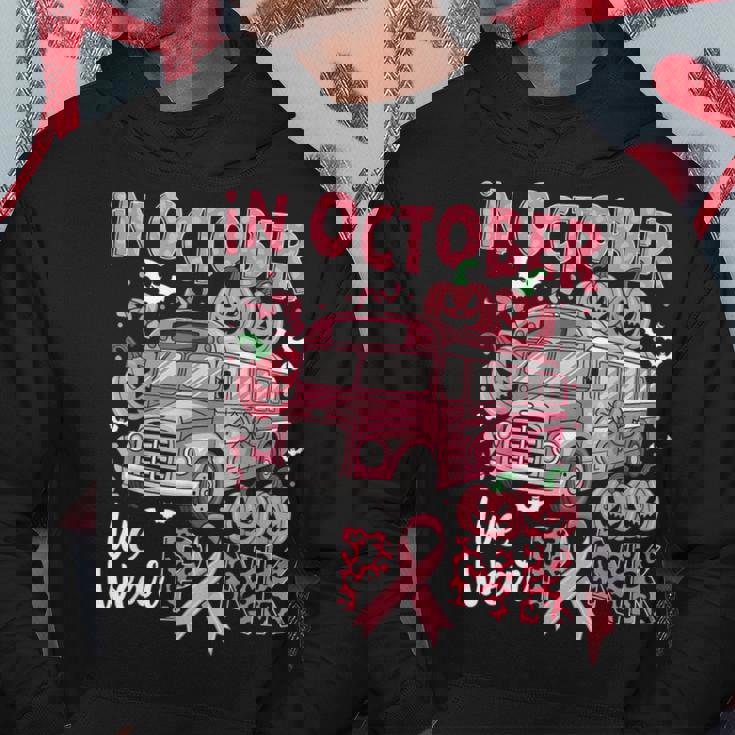 Breast Cancer Awareness School Bus Driver Pink Ribbon Hoodie - Monsterry