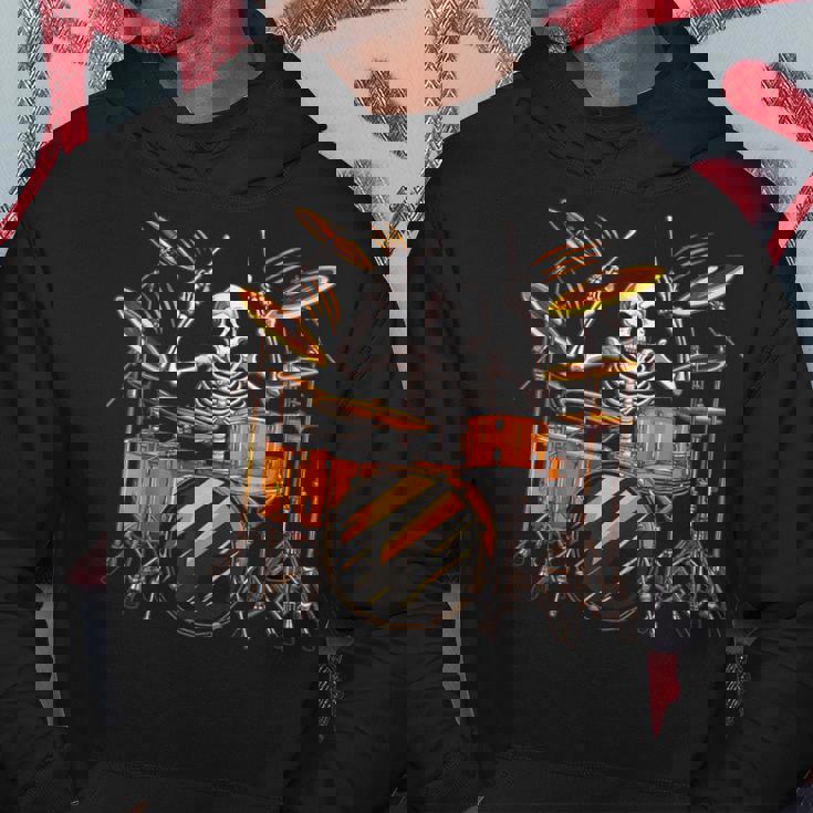Drummer Skeleton Boys Drum Set Drummer Halloween Music Hoodie - Monsterry