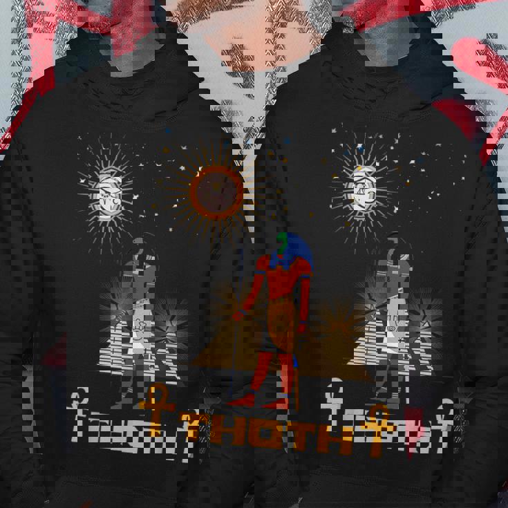 Egyptian God Thoth Ancient Egyptian Pyramids Ankh Symbol Hoodie - Monsterry