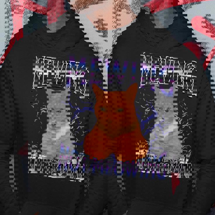 Cat Meme Mewing Not Meowing Looksmaxxing Hoodie - Monsterry