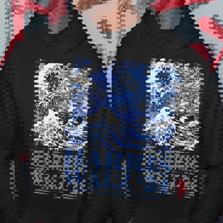 Harris Waltz 2024 Cute Wave Of Blue Cats For Kamala Harris Hoodie ...