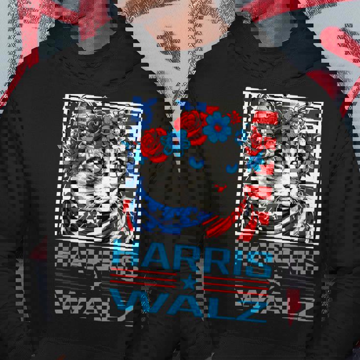 Harris Waltz Kamala Harris Tim Walz 2024 Vp Cat Ladies Flag Hoodie ...