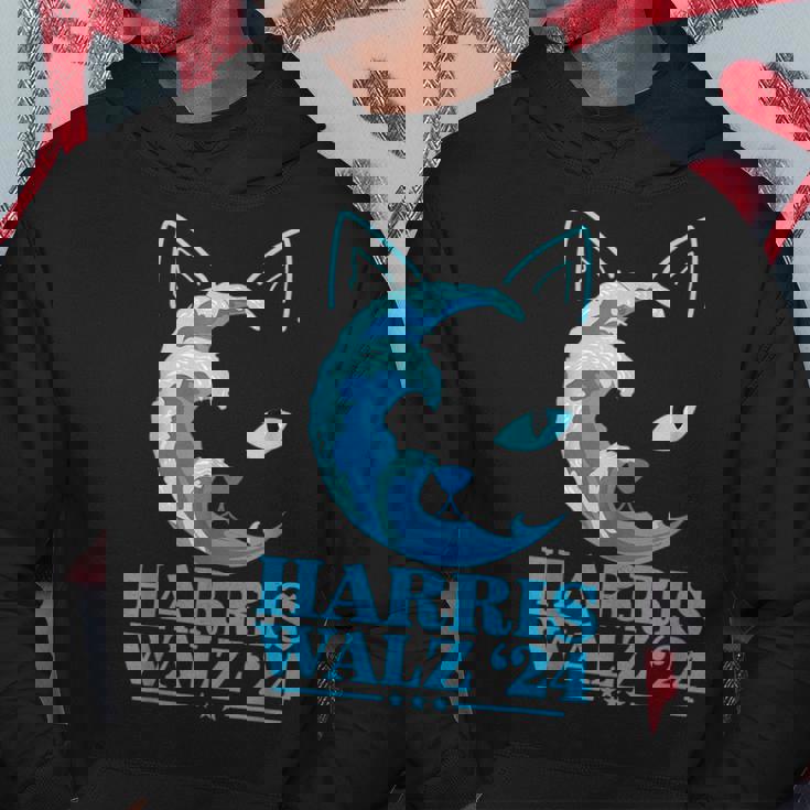 Harris Walz '24 Blue Wave Of Cat Ladies Vote For Kamala Hoodie - Monsterry