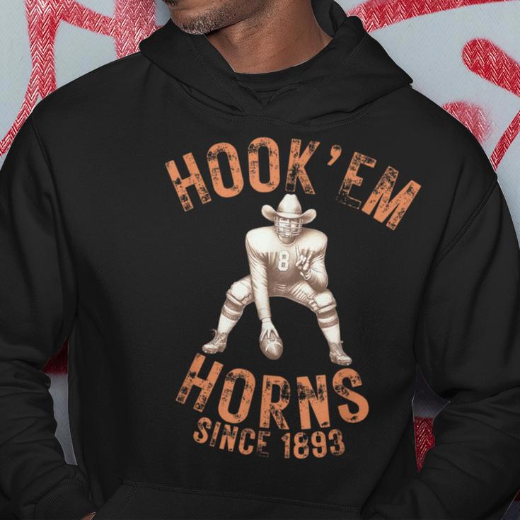 Hook'em Horns Classic Retro Horns Up In The Great State Hoodie - Monsterry