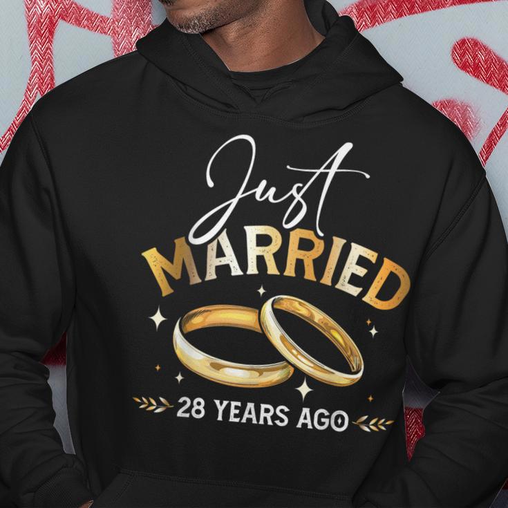 Just Married 28 Years Ago Happy Wedding Anniversary Couple Hoodie ...