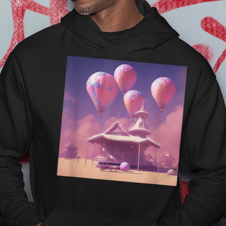 Magical Fantasy Hot Air Balloon Bubblegum Light Pink House Hoodie ...